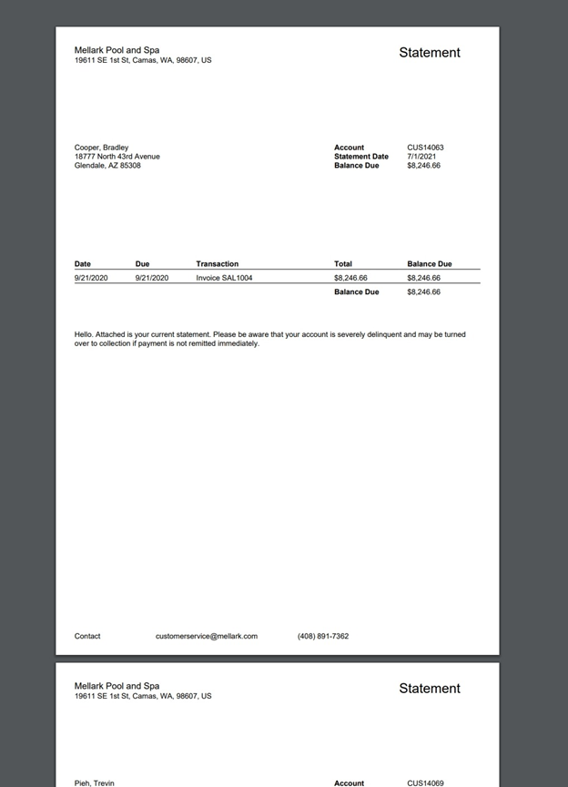 Mass Send or Print Customer Statements